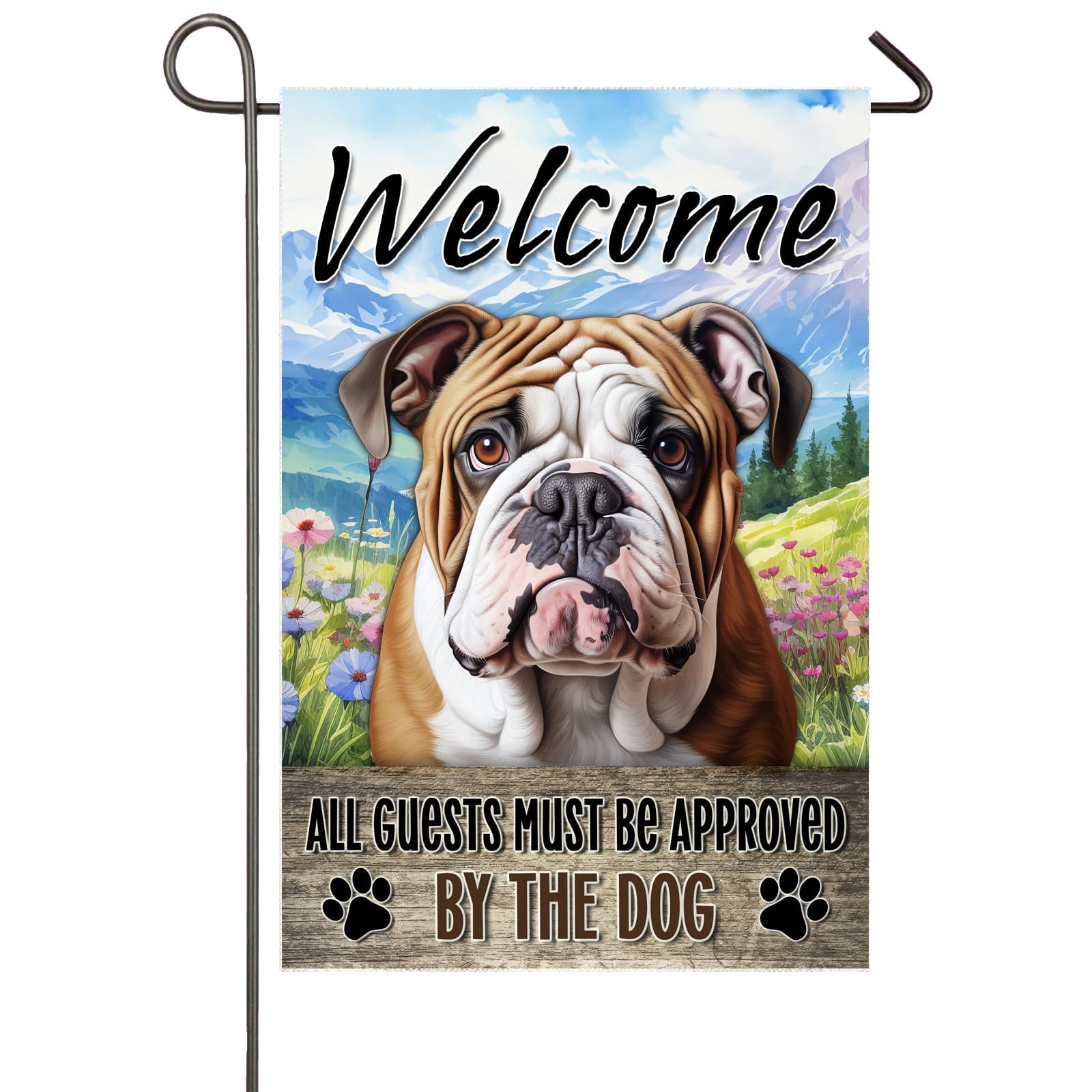 English Bulldog Garden Flag RRF12 All Visitors Must By The Dog Funny ...
