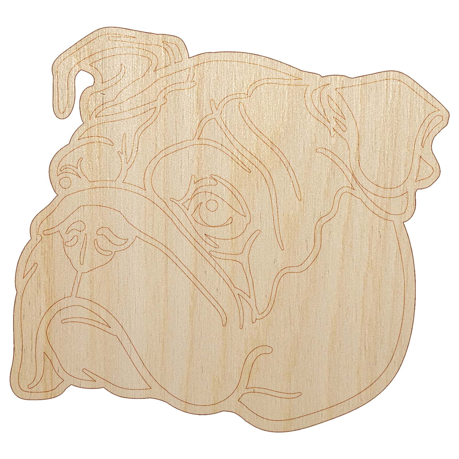 English Bulldog Head Wood Shape Unfinished Piece Cutout Craft DIY ...