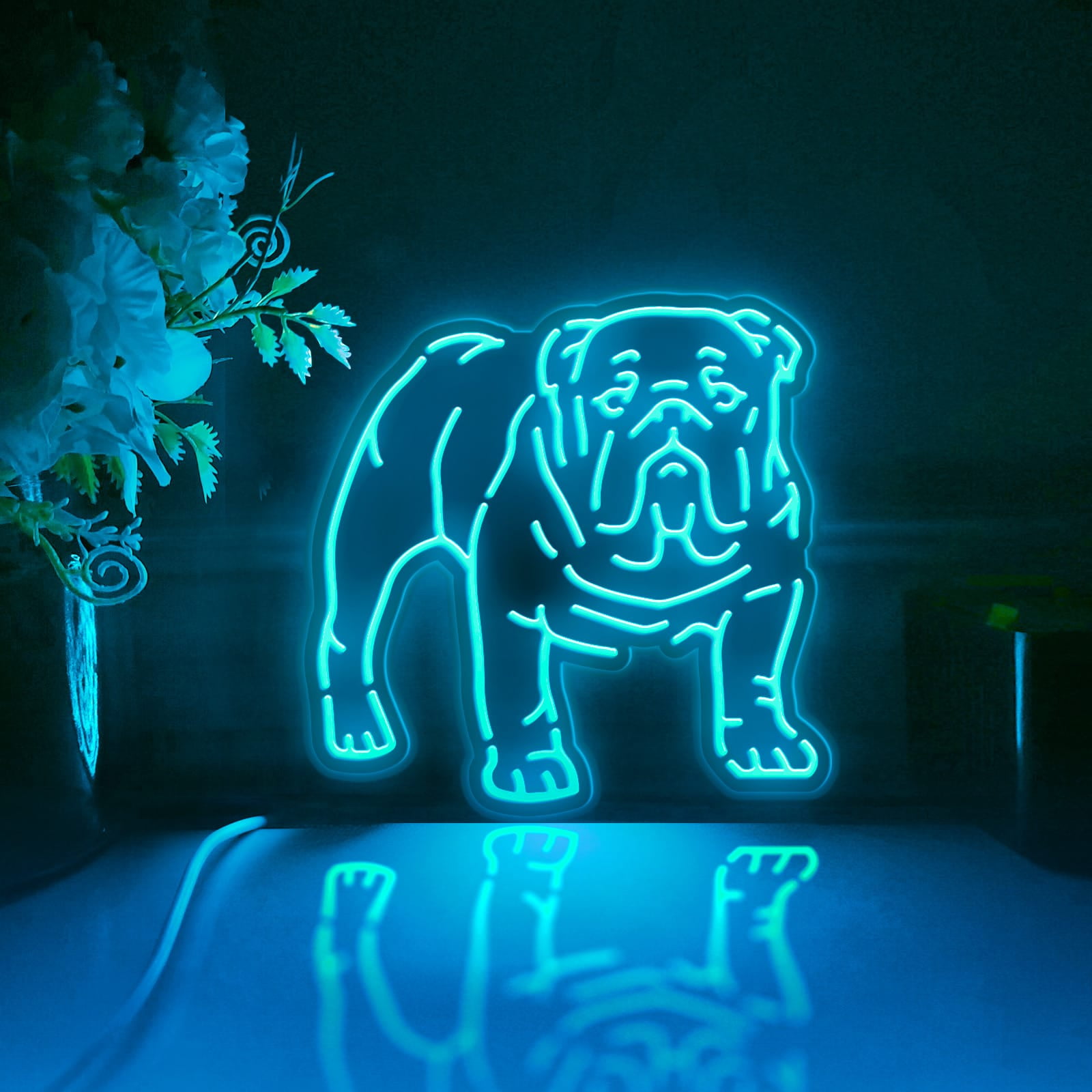 English Bulldog Led Light Box, Dimmable Neon-Like Light Signs USB Power ...