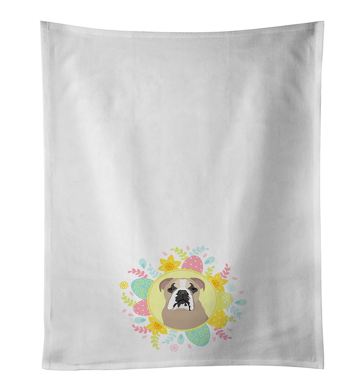 English Bulldog Lilac Tricolor Easter White Kitchen Towel Set of 2 19 ...