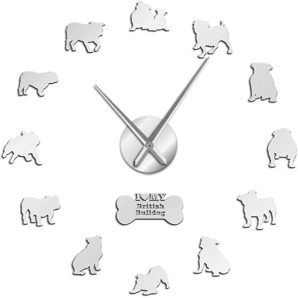 English Bulldog Pet Frameless Wall Clock Stickers, DIY Modern ...