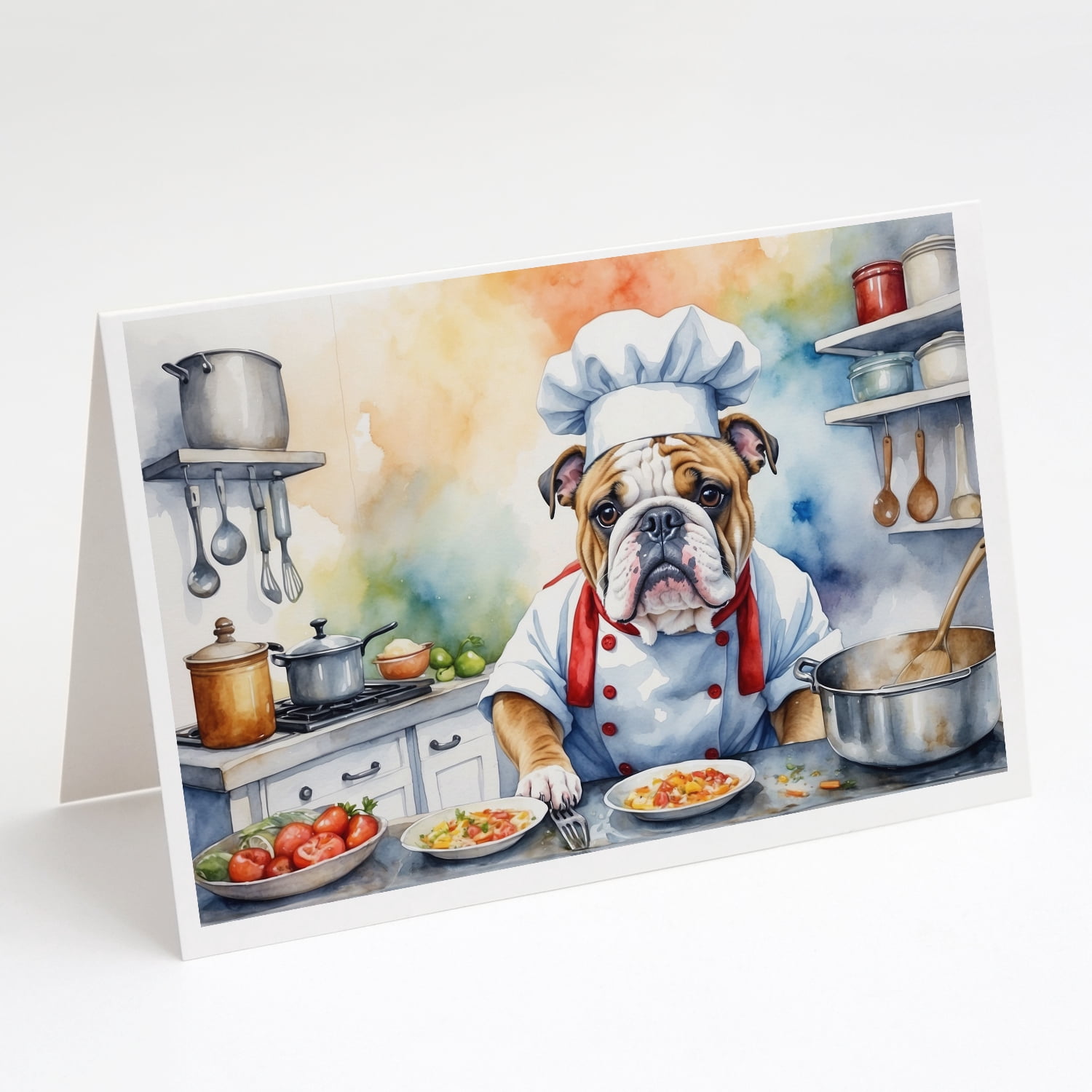 English Bulldog The Chef Greeting Cards Pack of 8 7 in x 5 in - Walmart.com