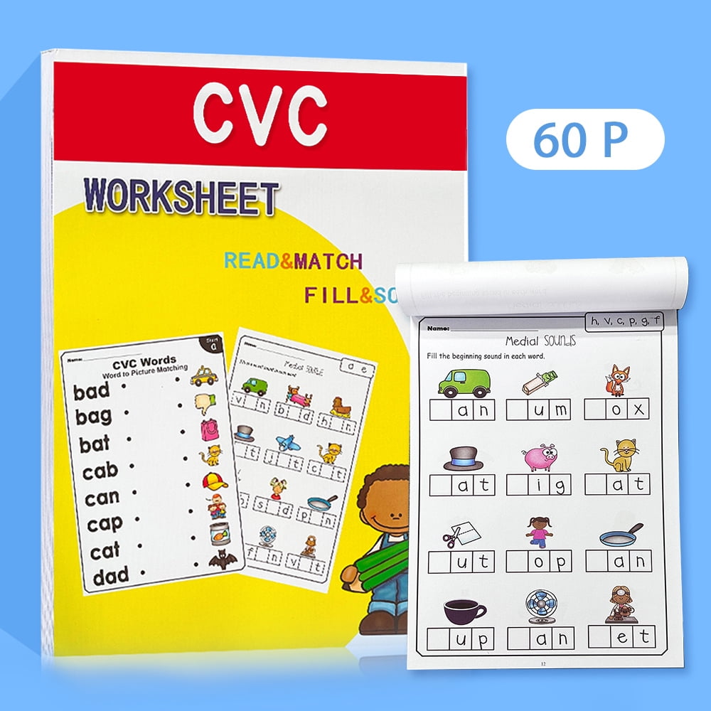 English CVC Words Phonics Learning Workbook Language Arts Skills Book ...