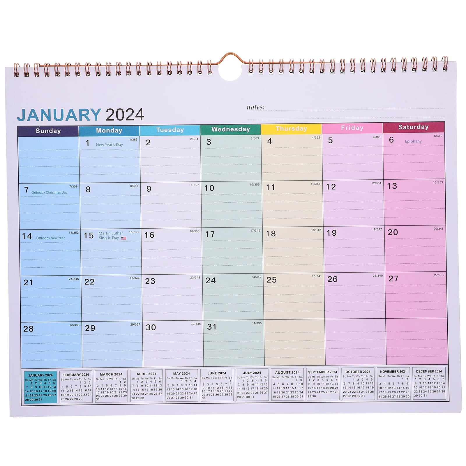 UKCOCO 2024-2025 Large Sturdy Wall Calendar Multi Color for Home Use ...