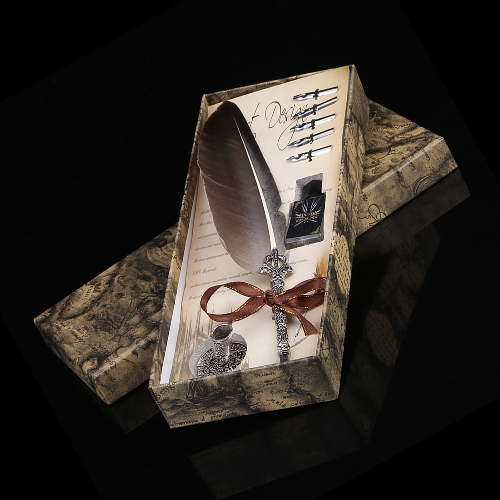 English Calligraphy Feather Dip Quill Pen Writing Ink Set Stationery ...