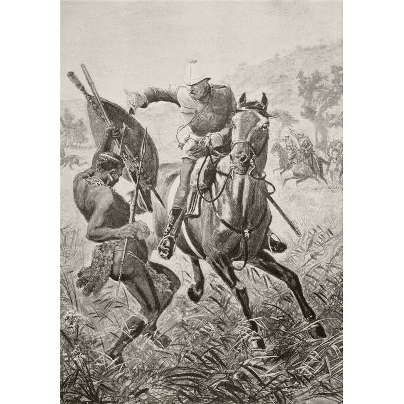 An English Cavalryman Attacks A Zulu Warrior During The Anglo-Zulu War of 1879 From Afrika, Dets ...