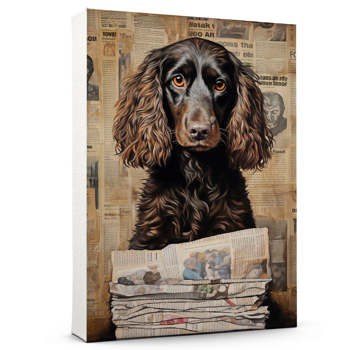 English Cocker Spaniel Canvas Wall Art for Bathroom, Funny Dog Canvas ...