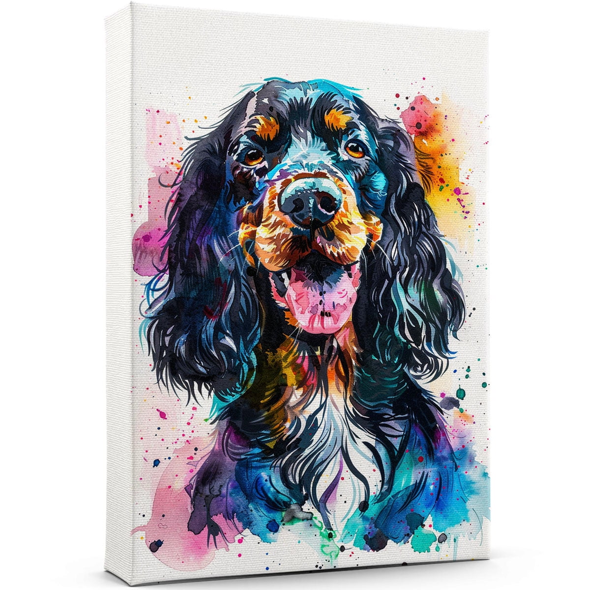 English Cocker Spaniel Canvas Wall Art, Modern Cute Colorful English ...