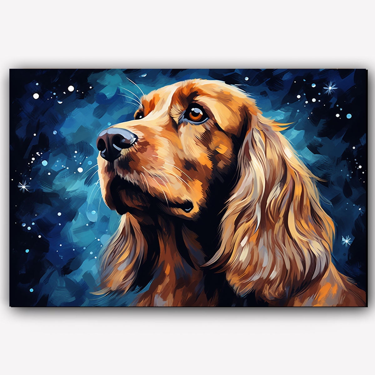 English Cocker Spaniel Dog Art Print Canvas, Wall art Painting Decor ...