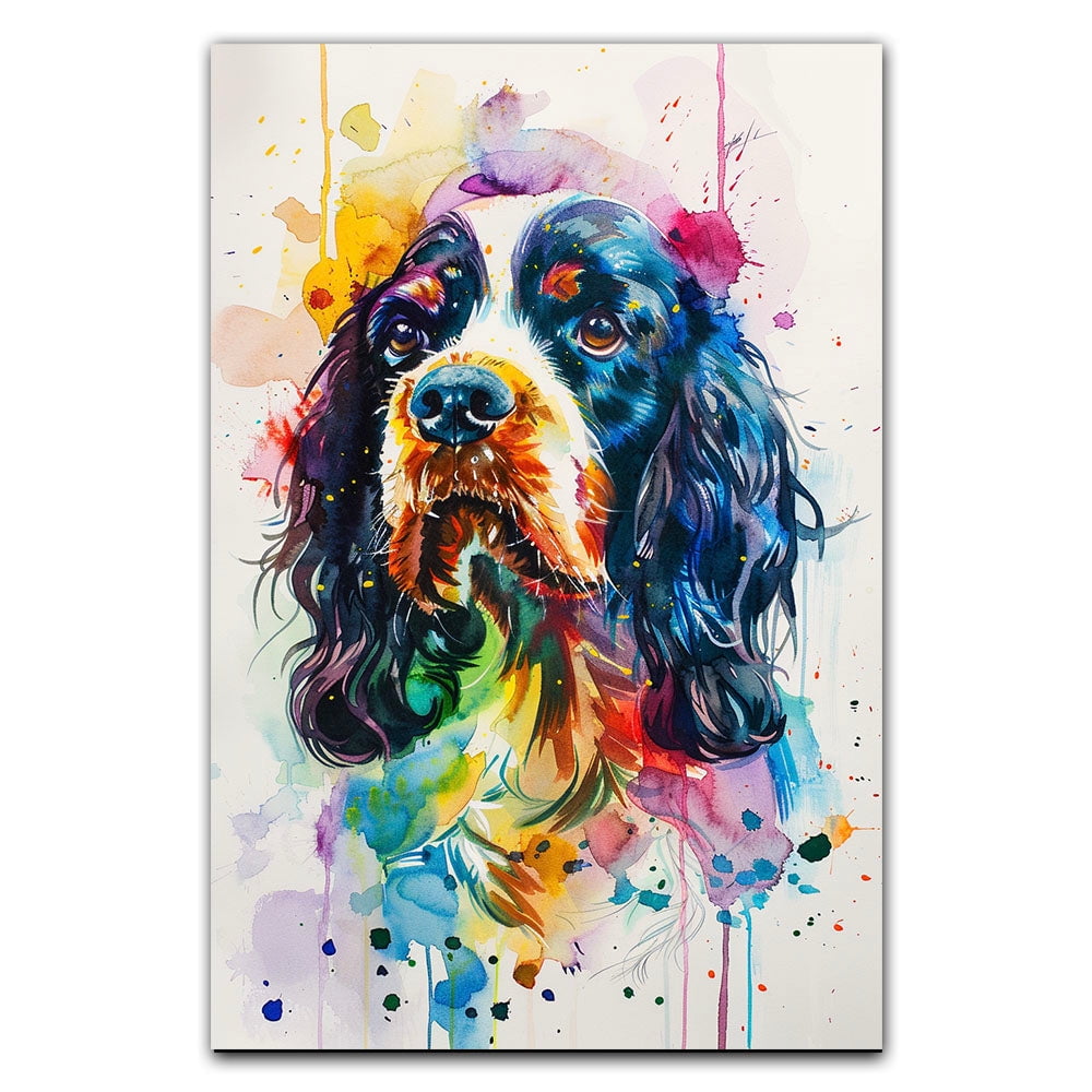 English Cocker Spaniel Dog Art Print Poster, Wall art Painting Decor ...
