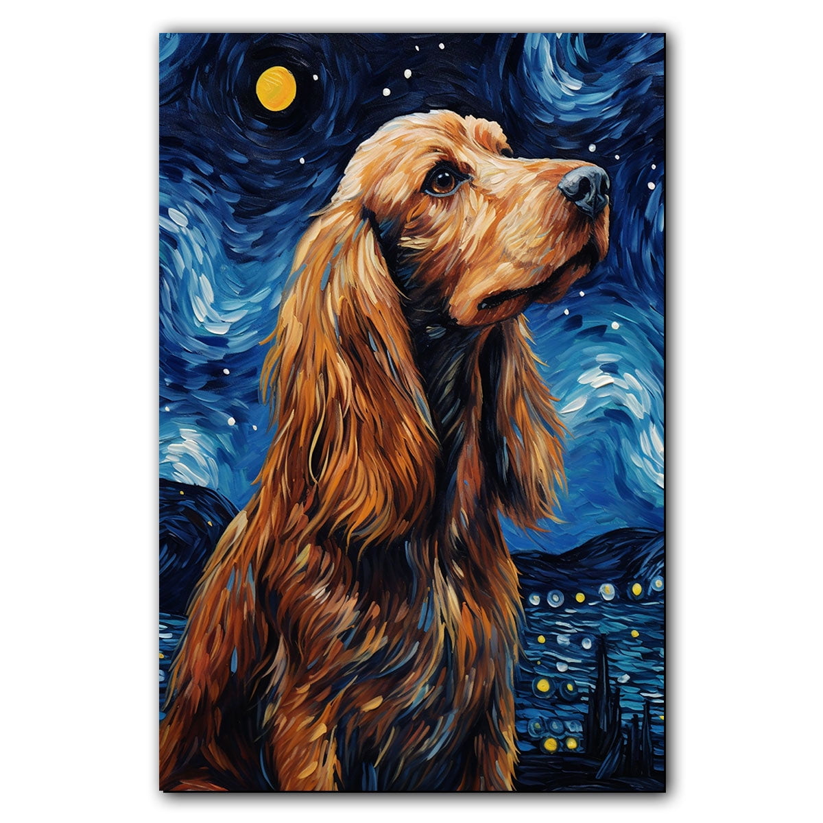 English Cocker Spaniel Dog Art Starry Night Paintings Van Gogh ...