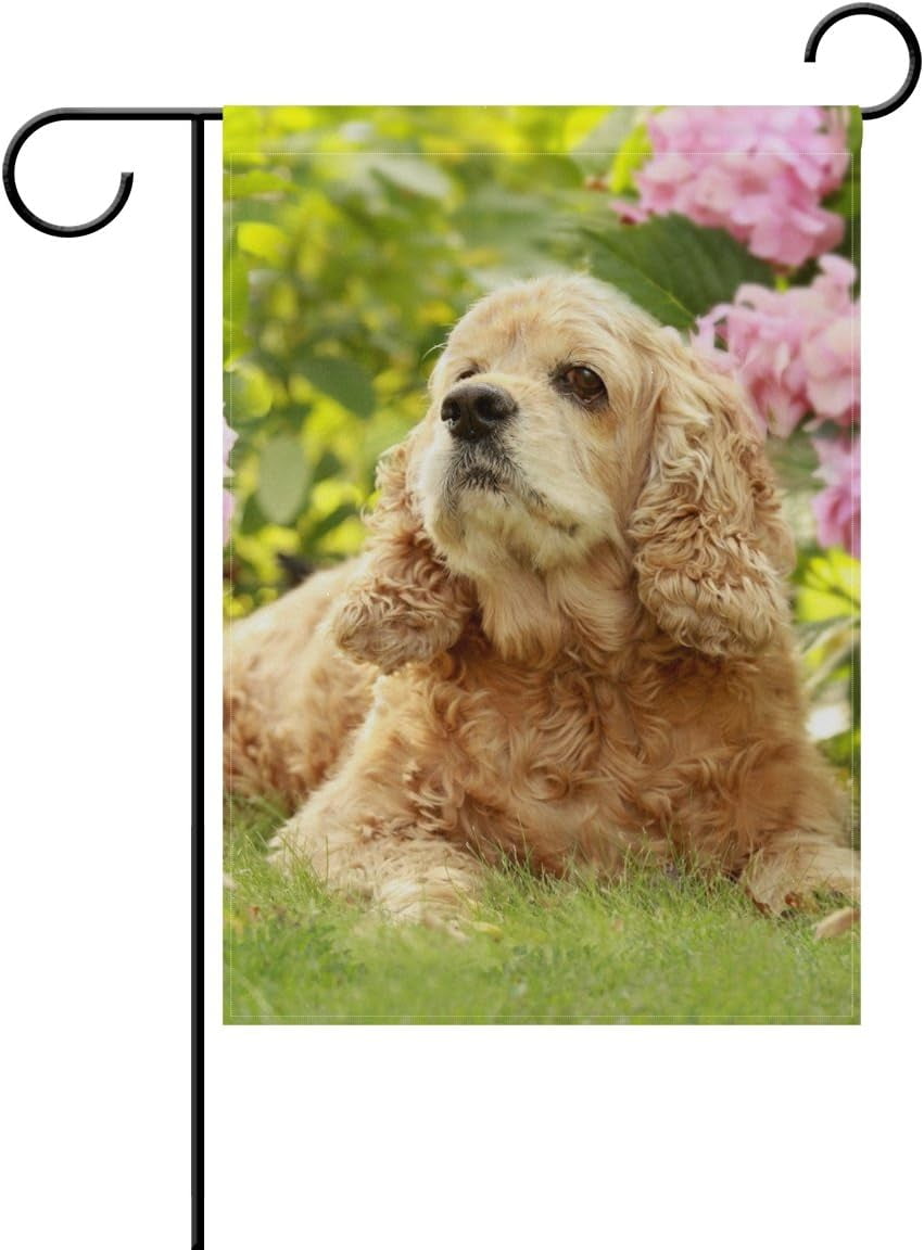 English Cocker Spaniel Dog Flower Decorative Double Sided Garden Flag ...