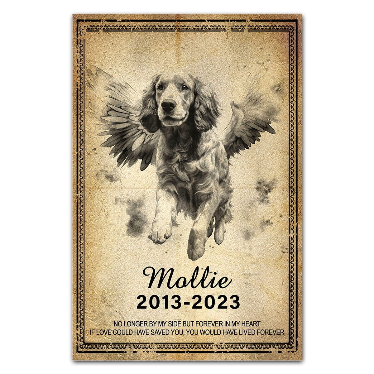 English Cocker Spaniel Dog Memorial Poster/Framed Canvas Prints ...