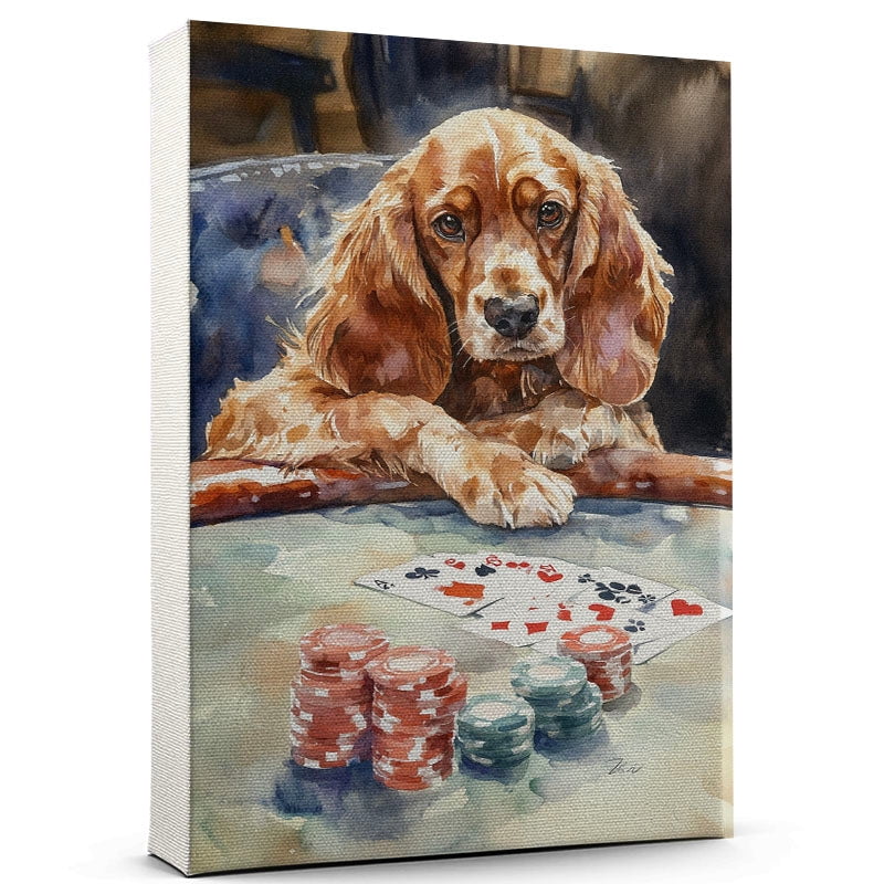 English Cocker Spaniel Dog Stretched Canvas Size 8x12 – Poker Canvas ...