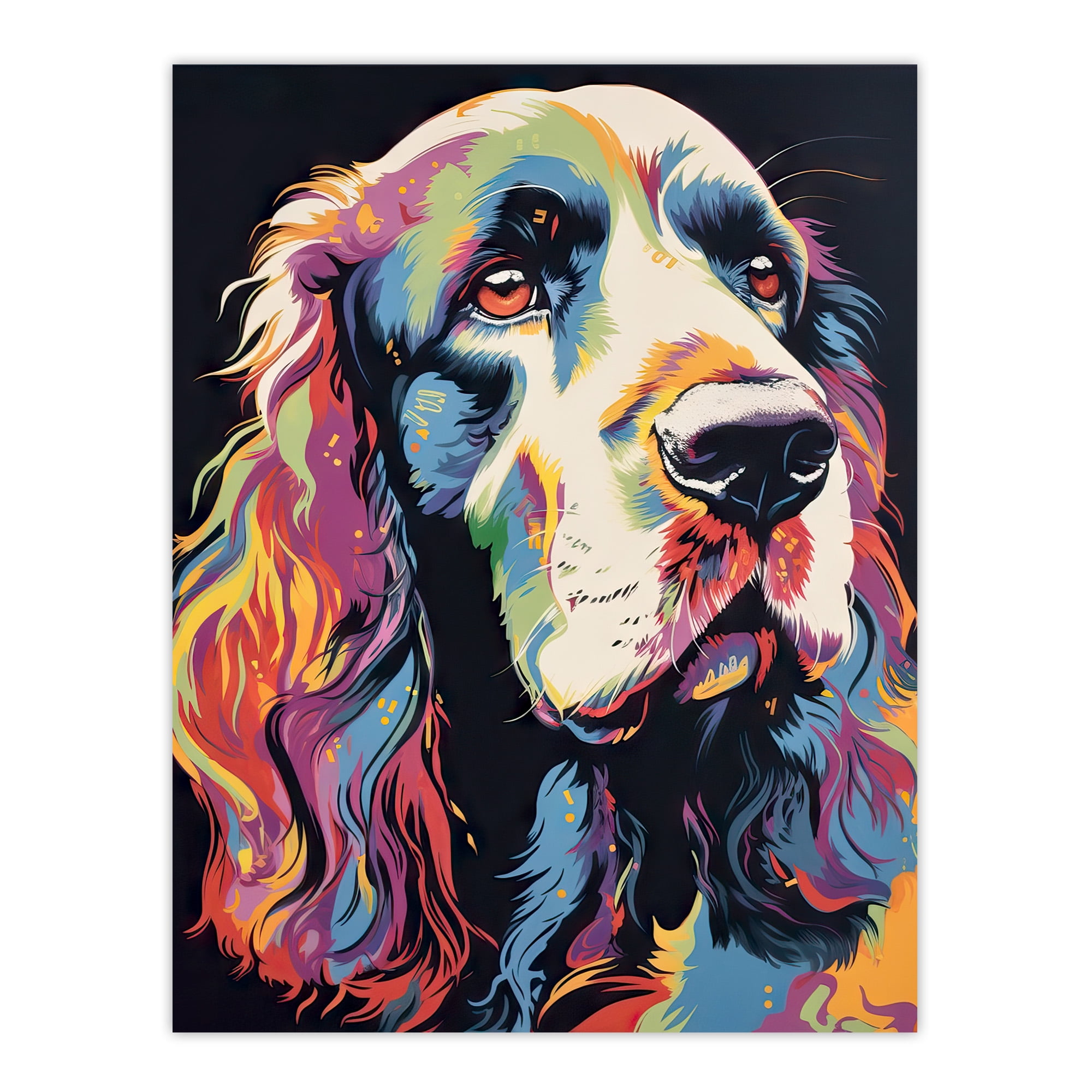 English Cocker Spaniel Head Colourful Painting Cute Dog Portrait Extra ...