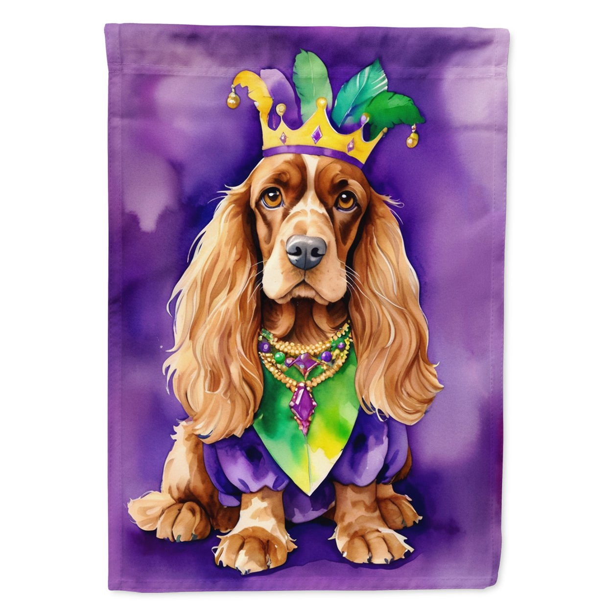 English Cocker Spaniel King of Mardi Gras House Flag 28 in x 40 in ...