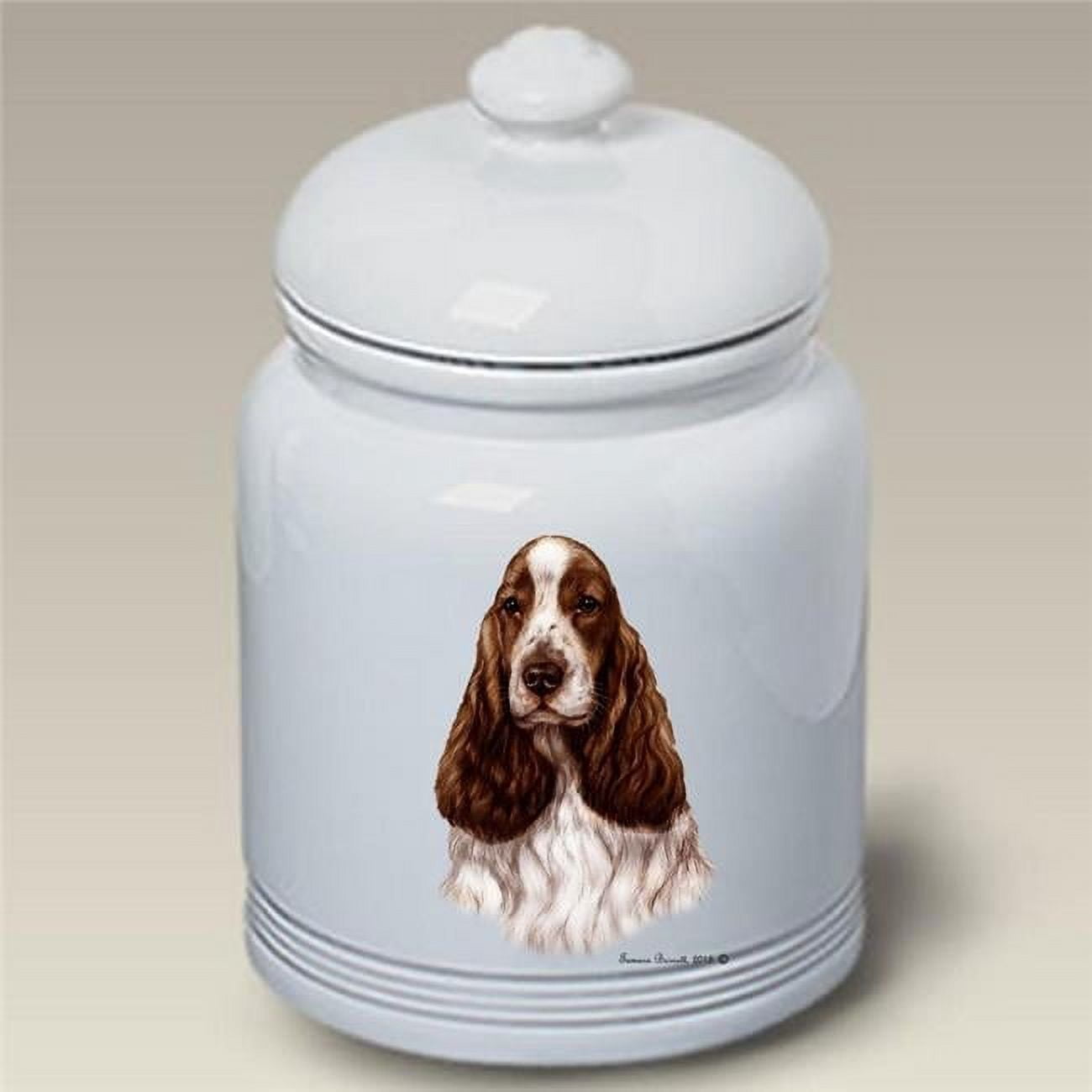 English Cocker Spaniel Liver & White Stoneware Ceramic Doggie Treat Jar ...