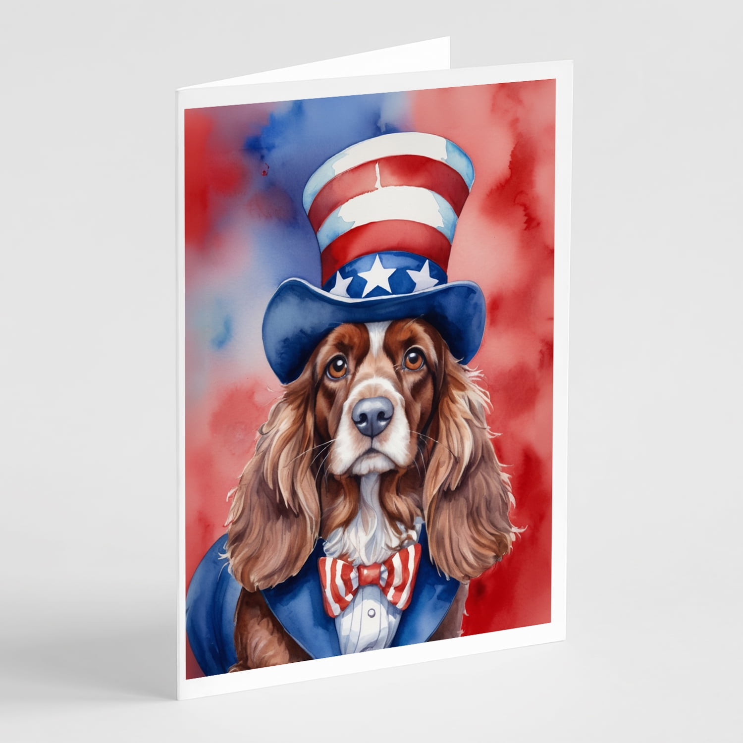 English Cocker Spaniel Patriotic American Greeting Cards Pack of 8 7 in ...