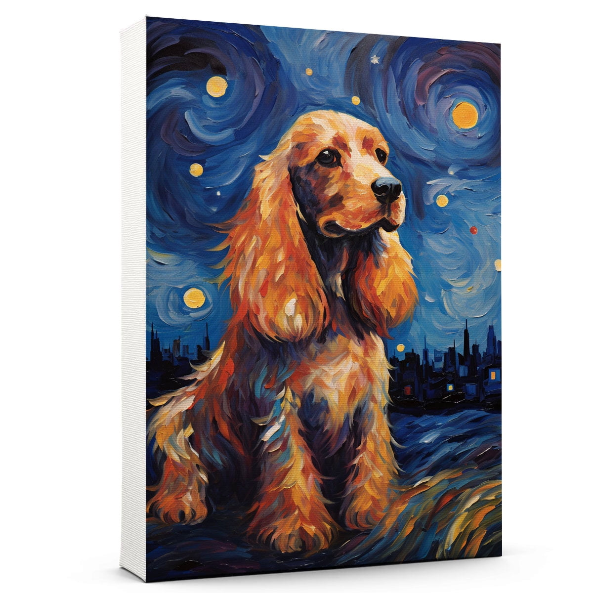 English Cocker Spaniel Starry Night Dog Canvas Print - Van Gogh ...