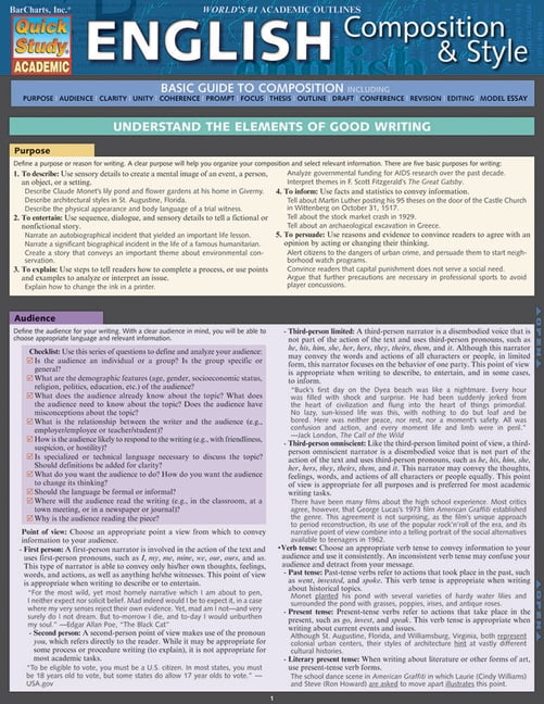 English Composition & Style : a QuickStudy Laminated Reference Guide ...