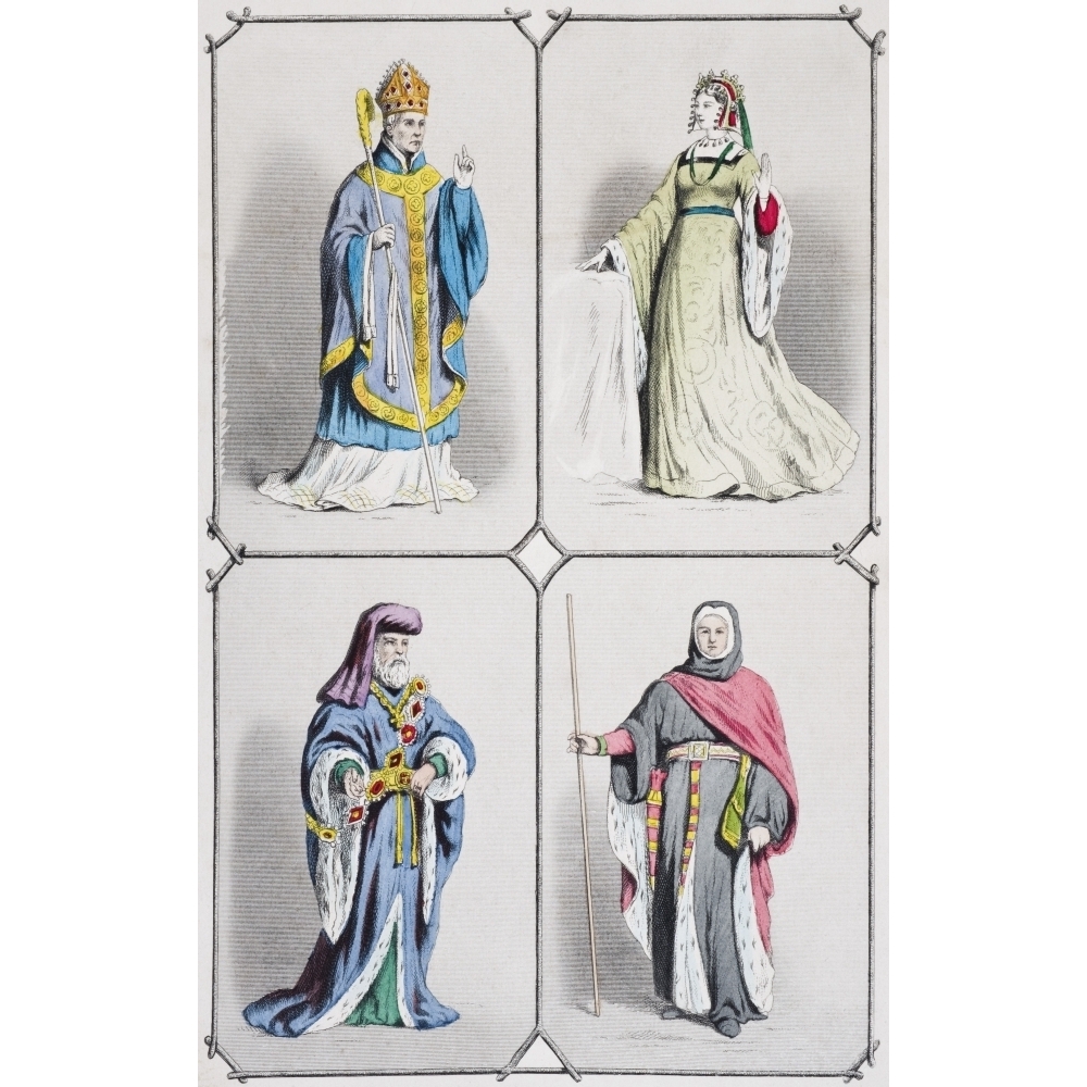 English Costumes Between 1392 And 1413. Bishop Countess Earl And Judge ...