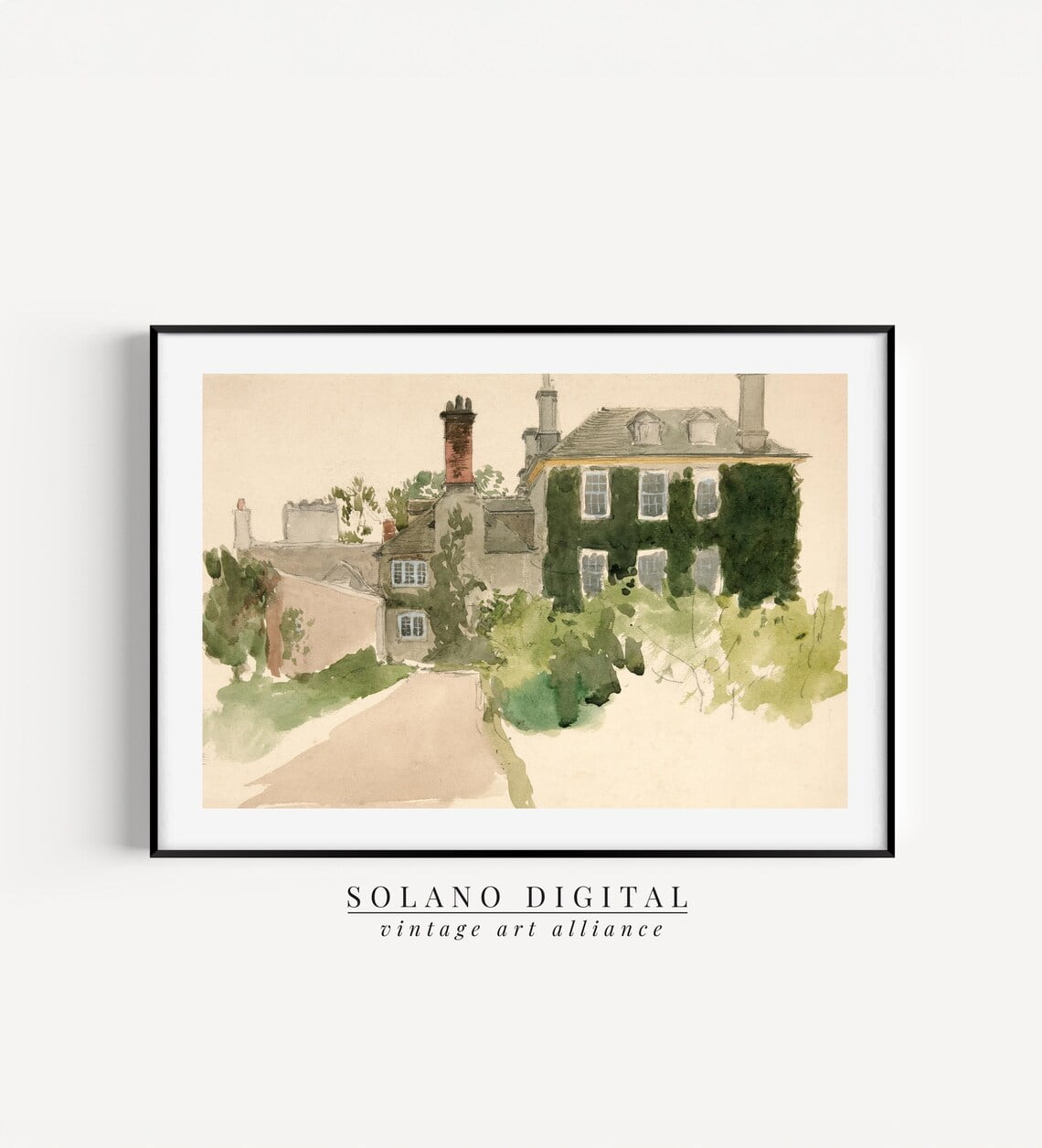 English Cottage Art Print Vintage House Painting Farmhouse Wall Decor ...