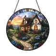 English Cottage Scene Glass Style Suncatcher - Walmart.com