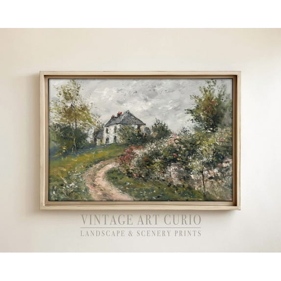 English Cottagecore Spring Wildflower Neutral Landscape, Vintage Floral ...