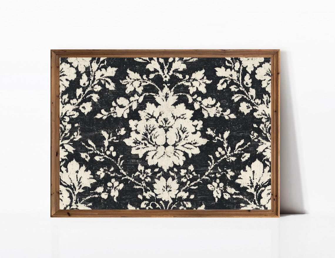 English Country Black Botanical Pattern Vintage Poster Pattern ...