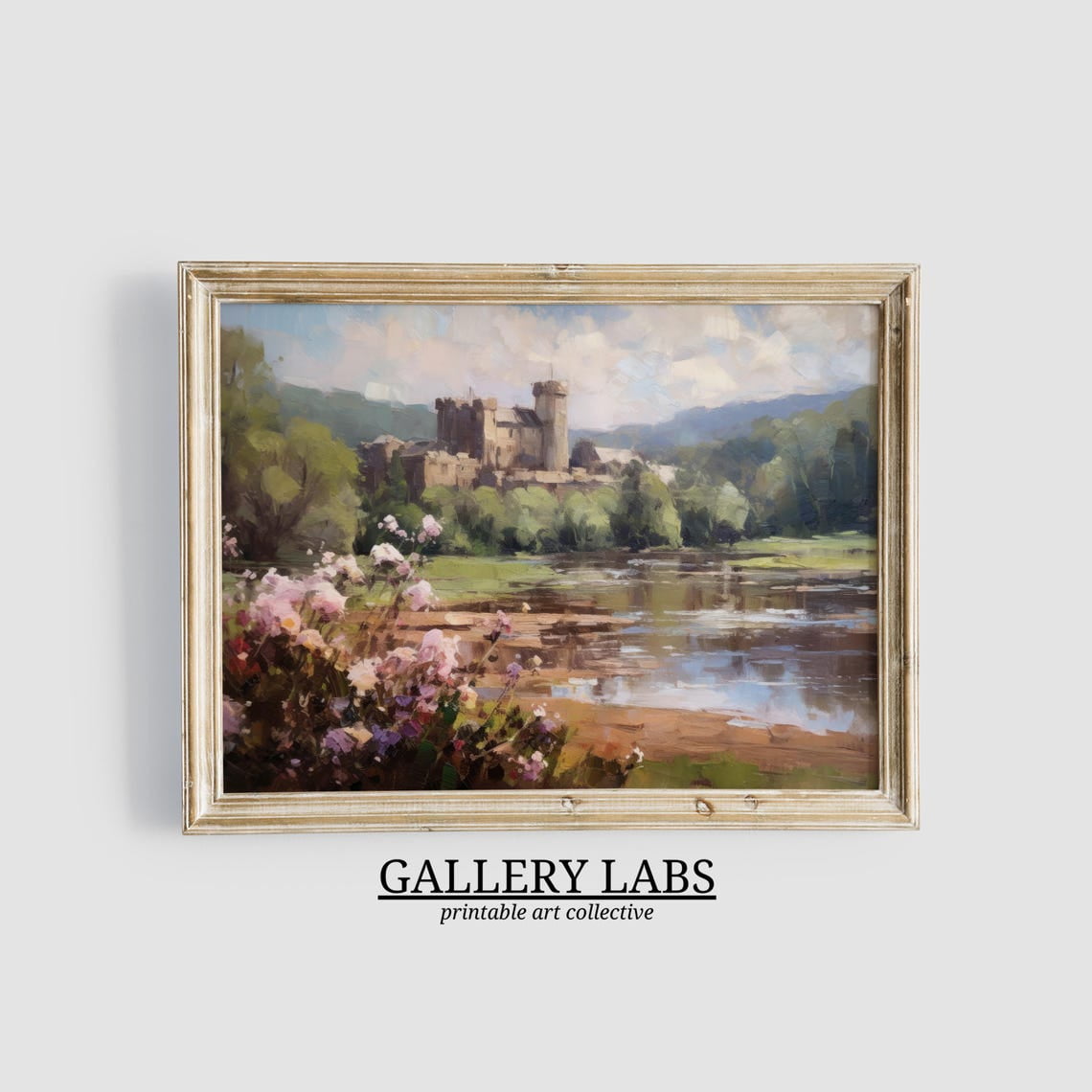 English Countryside Castle Painting Wall Art Able Rural Print Cottage ...