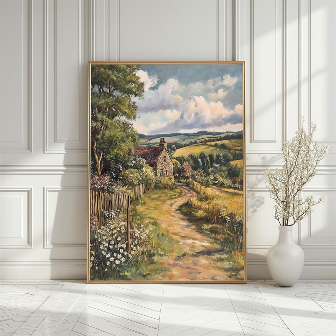 English Countryside Cottage Poster: Rustic Farmhouse Wall Decor, Size ...