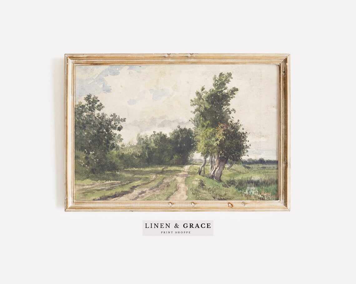 English Countryside Landscape Living Room Art Vintage Art, Unframed ...