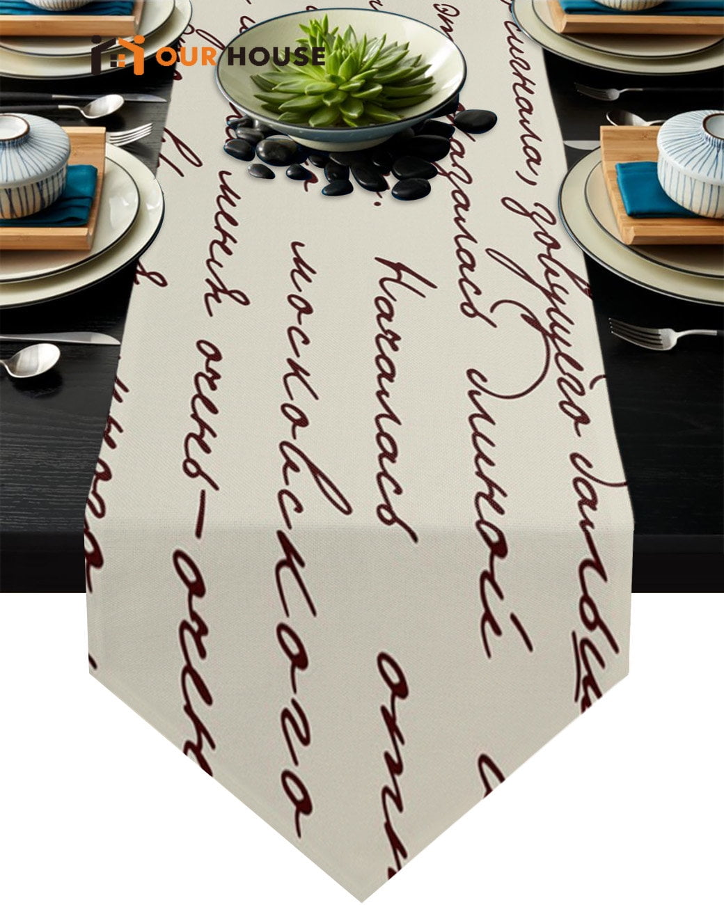 English Draft Ancient Literature Luxury Table Runner for Dining Table ...