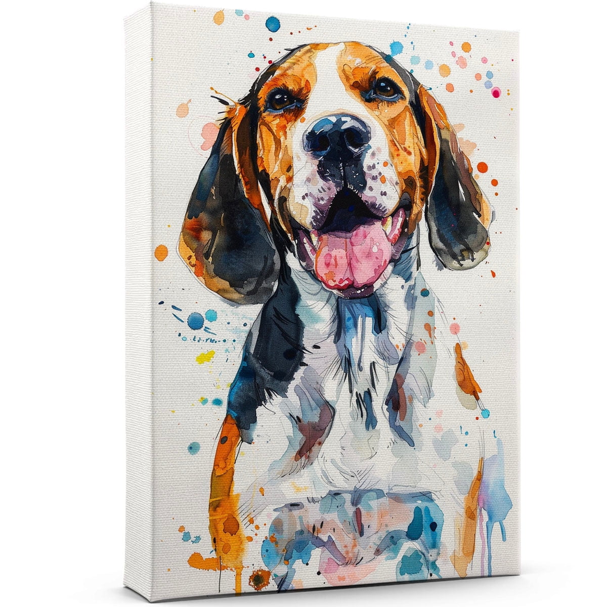 English Foxhound Dog Canvas Wall Art Prints,Watercolor Dog Art Canvas ...