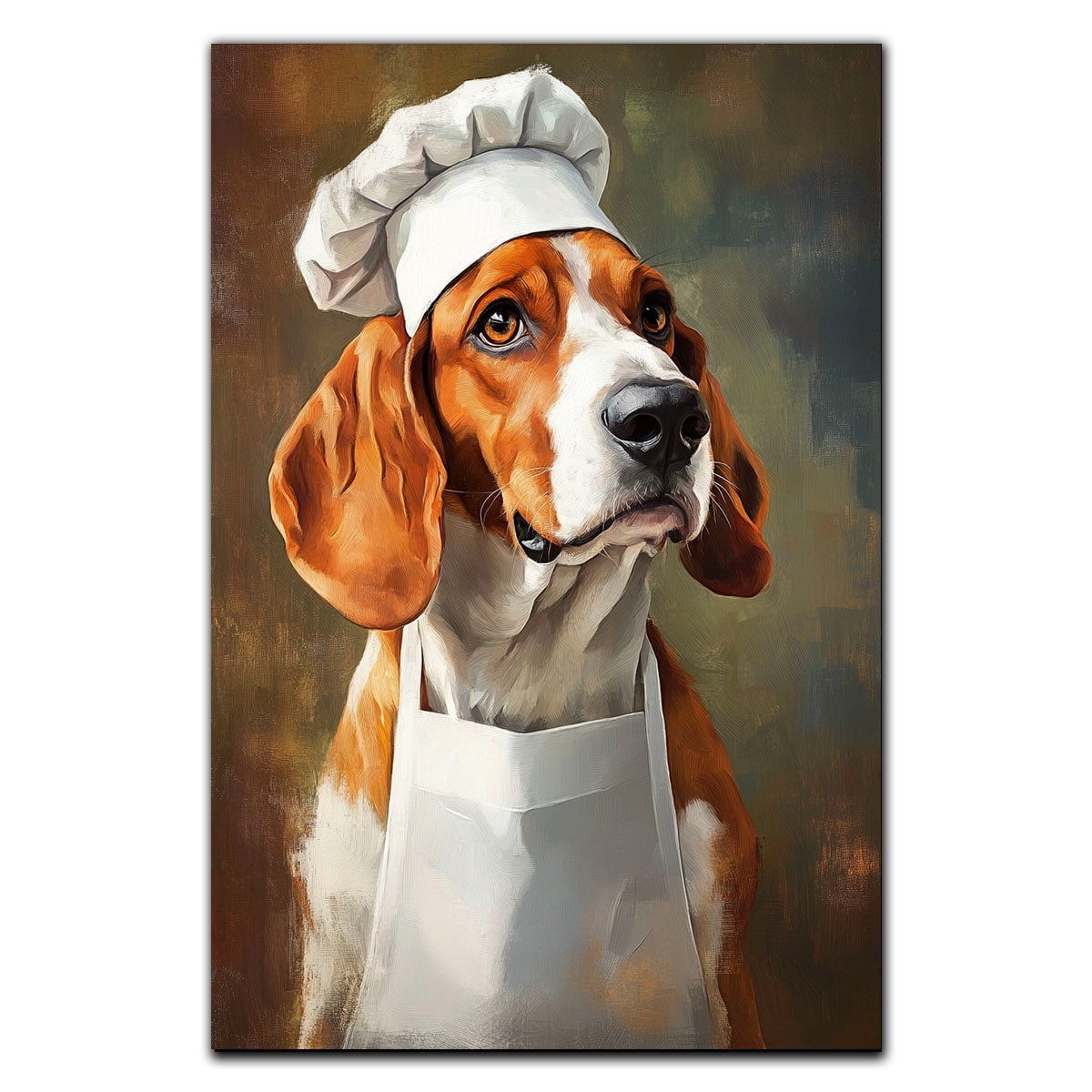English Foxhound Dog Wall Art Poster - Funny Chef Theme, Kitchen Animal ...