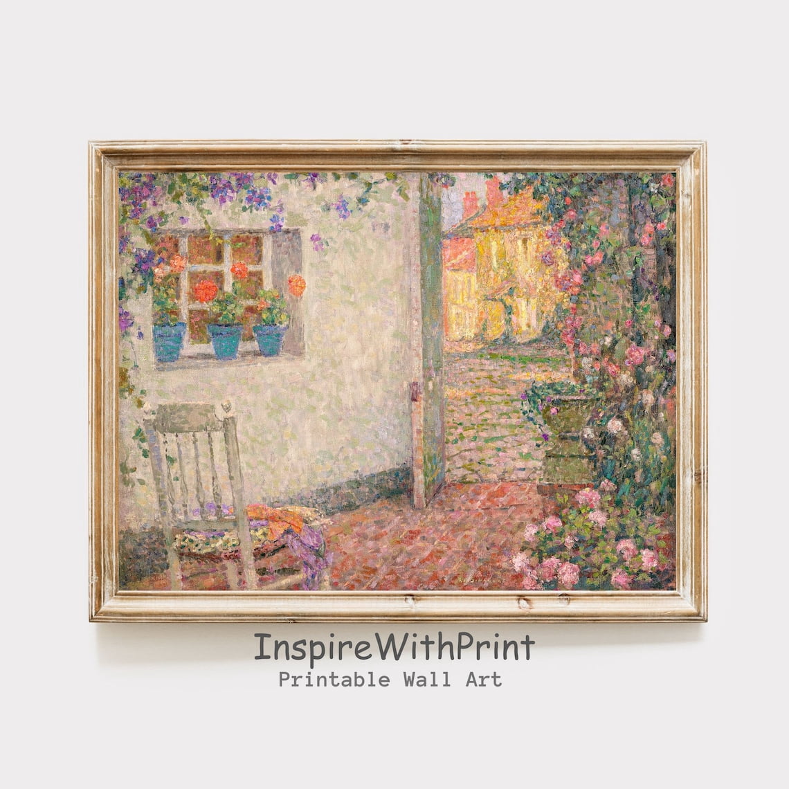 English Garden Poster, Vintage Garden Chair Wall Art, Cottage Core Art ...
