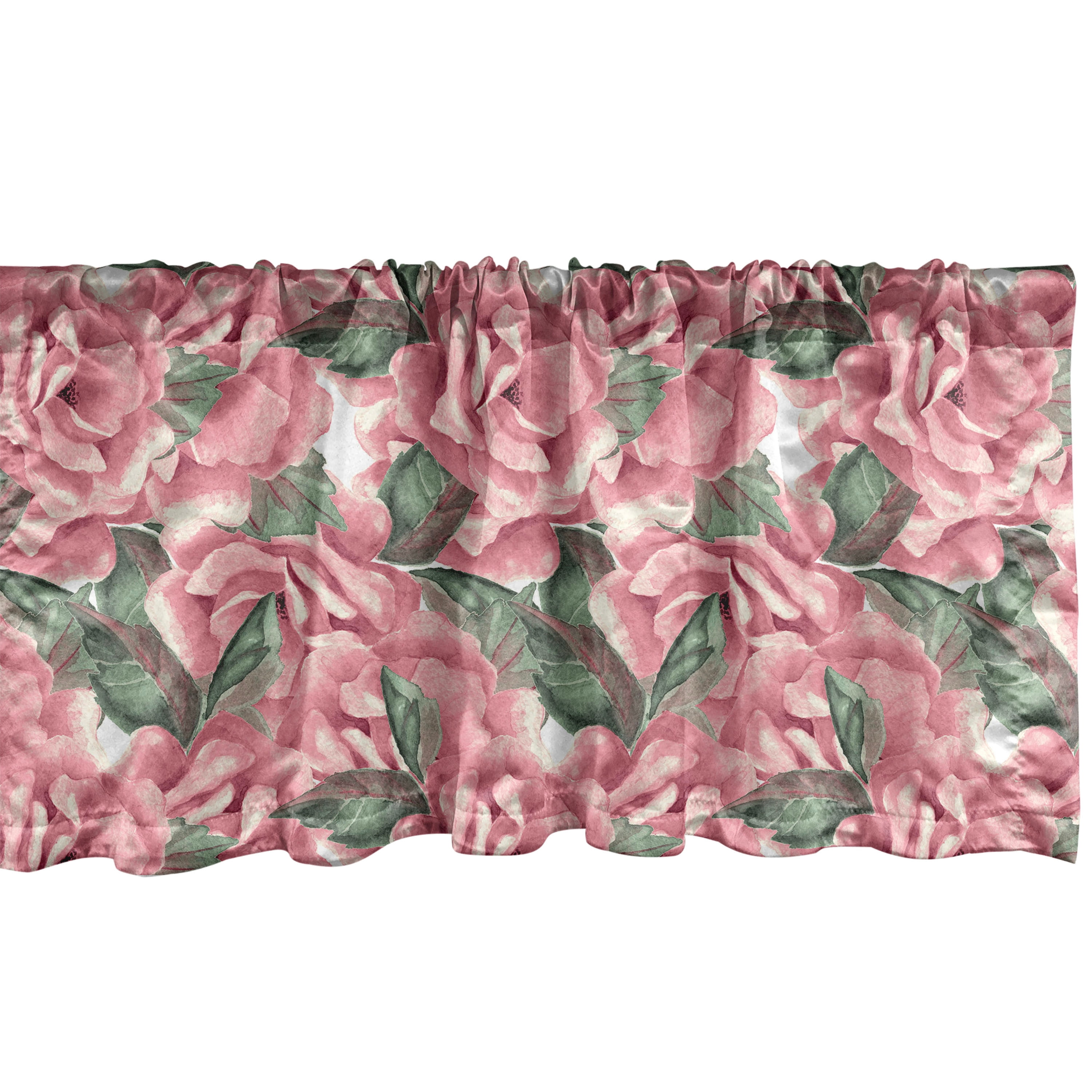 English Garden Window Valance, Botanical Themed Rose and Leaves Motifs ...