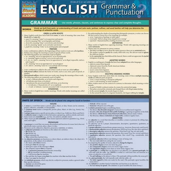 English Grammar & Punctuation : a QuickStudy Laminated Reference Guide ...