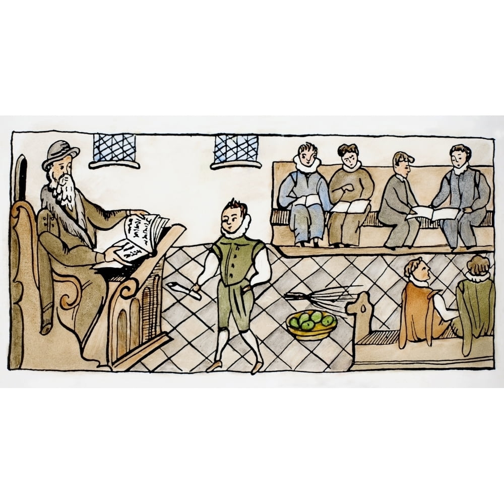 English Grammar School. Nline Drawing After An Illustration From The ...
