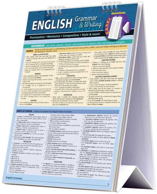 English Grammar & Writing Easel Book : a QuickStudy reference tool for ...