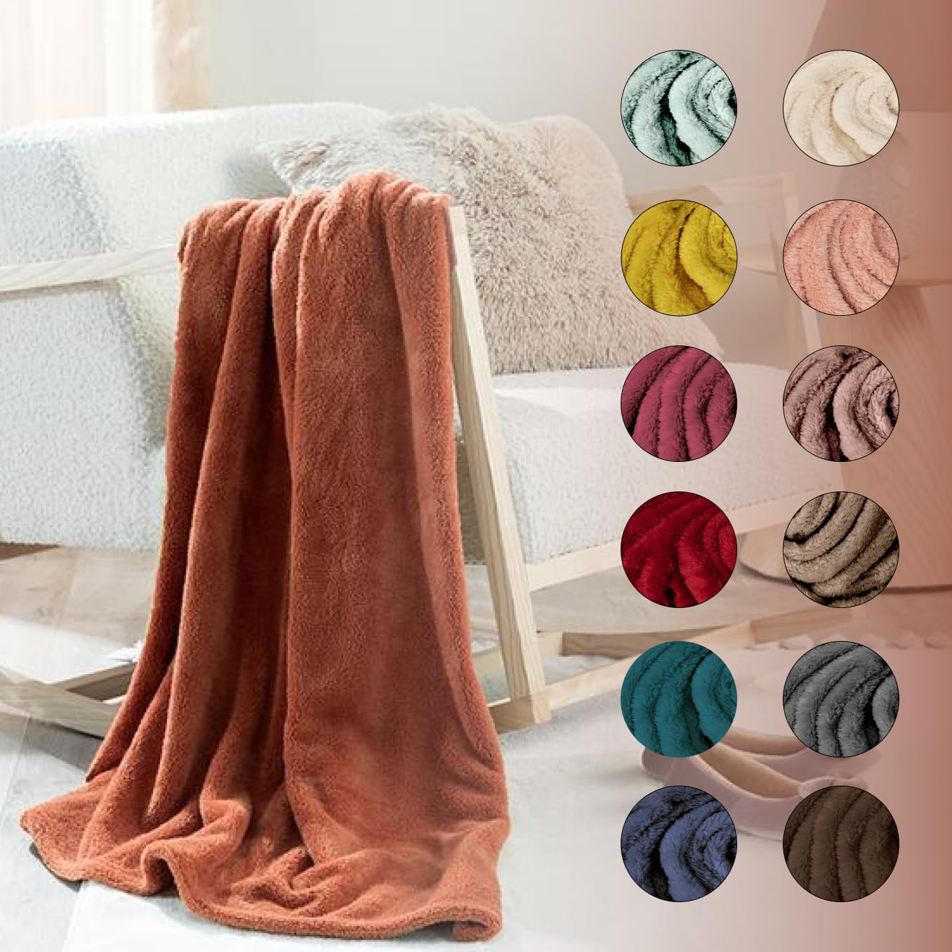 English Home Fleece Throw Blanket For Sofa Bed All Season Cozy