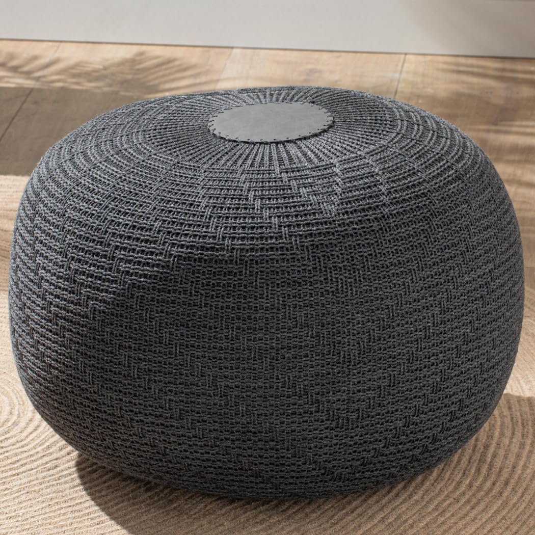 REDEARTH · Cube Low Pouf Foot Stool Ottoman - Hand Knitted Poof - Cord ...