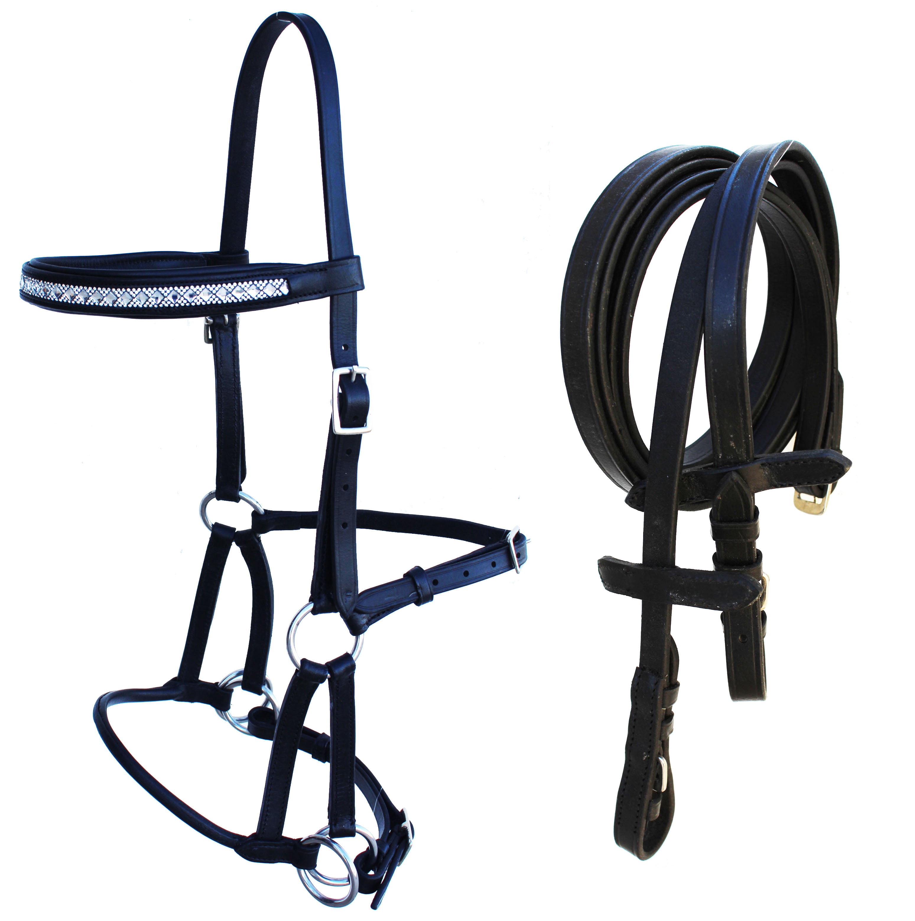 English Horse Black Leather All-Purpose Trail Bridle Reins 803AX03BK-F ...