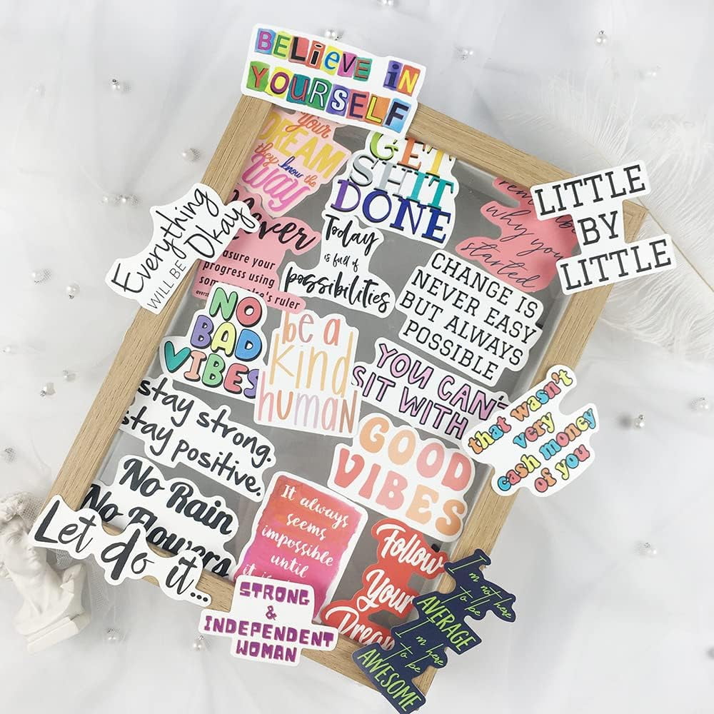 English Inspirational Text Stickers 100 Pcs Vinyl Waterproof English ...