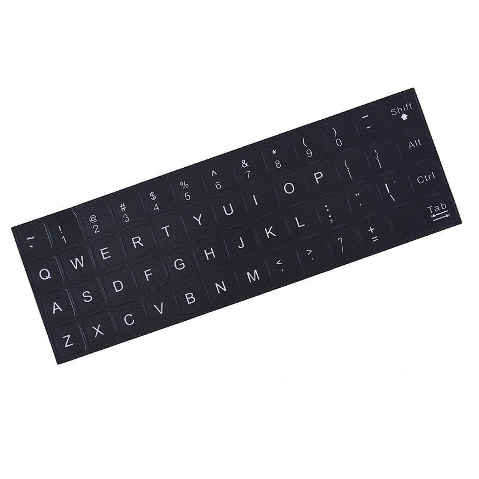 English Keyboard Replacement Stickers White on Black Any PC Computer ...