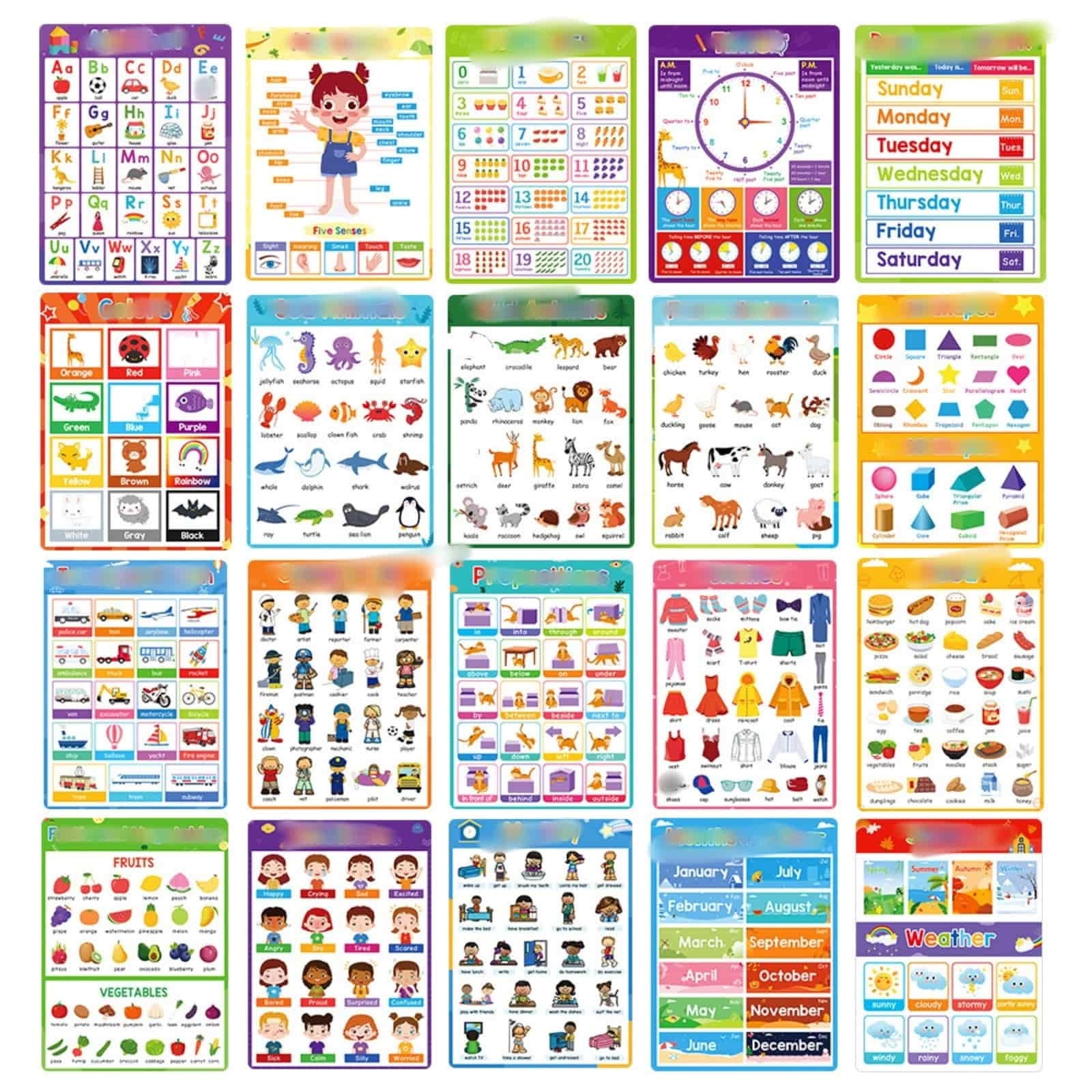 Interactive Educational Poster for Kids Early Learning with English ...