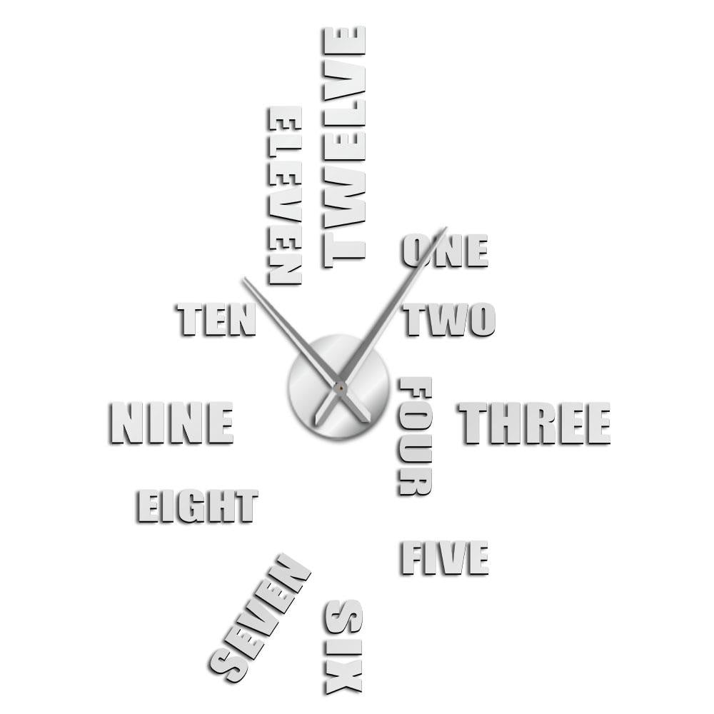 English Letter Number Silhouette Frameless Wall Clock Stickers, DIY ...
