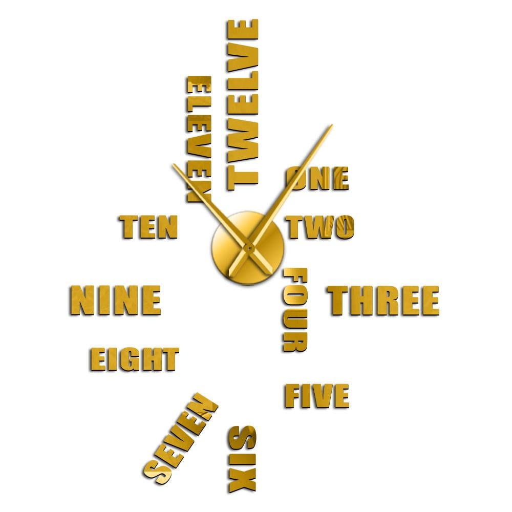 English Letter Number Silhouette Frameless Wall Clock Stickers, DIY ...