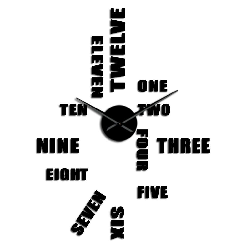 English Letter Number Silhouette Frameless Wall Clock Stickers, DIY ...