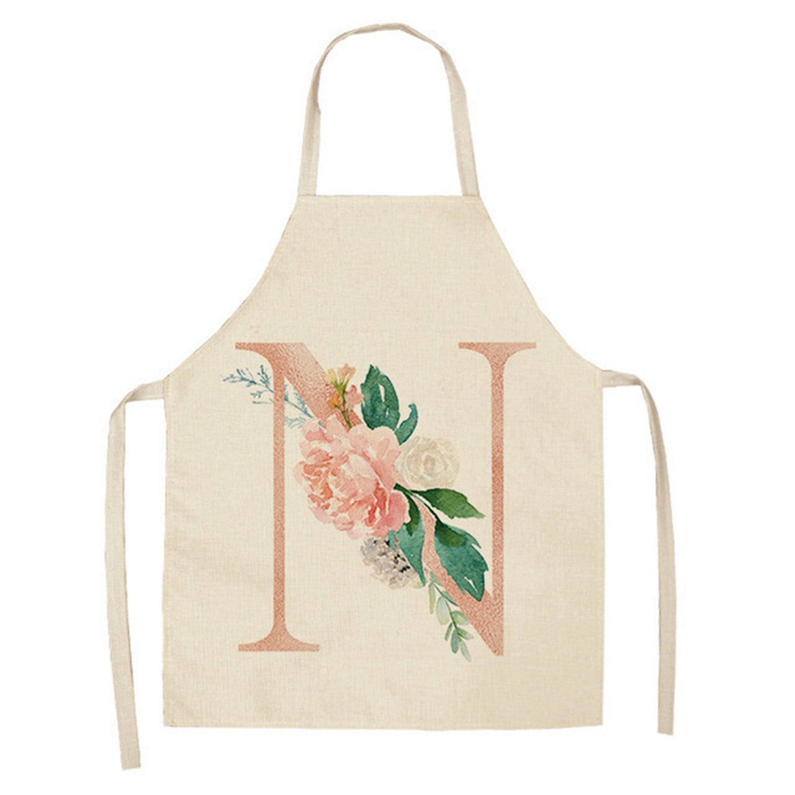 English Letter Rose Series Linen Apron For Adults And Children's ...